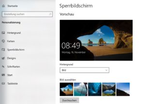 Windows-Sperrbildschirm Einstellungen