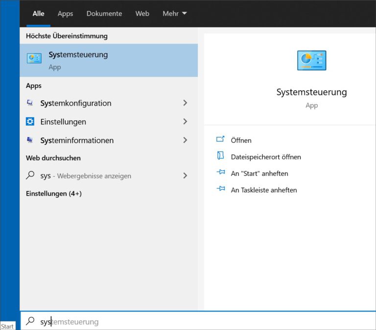 Windows: Wie komme ich in die Systemsteuerung?