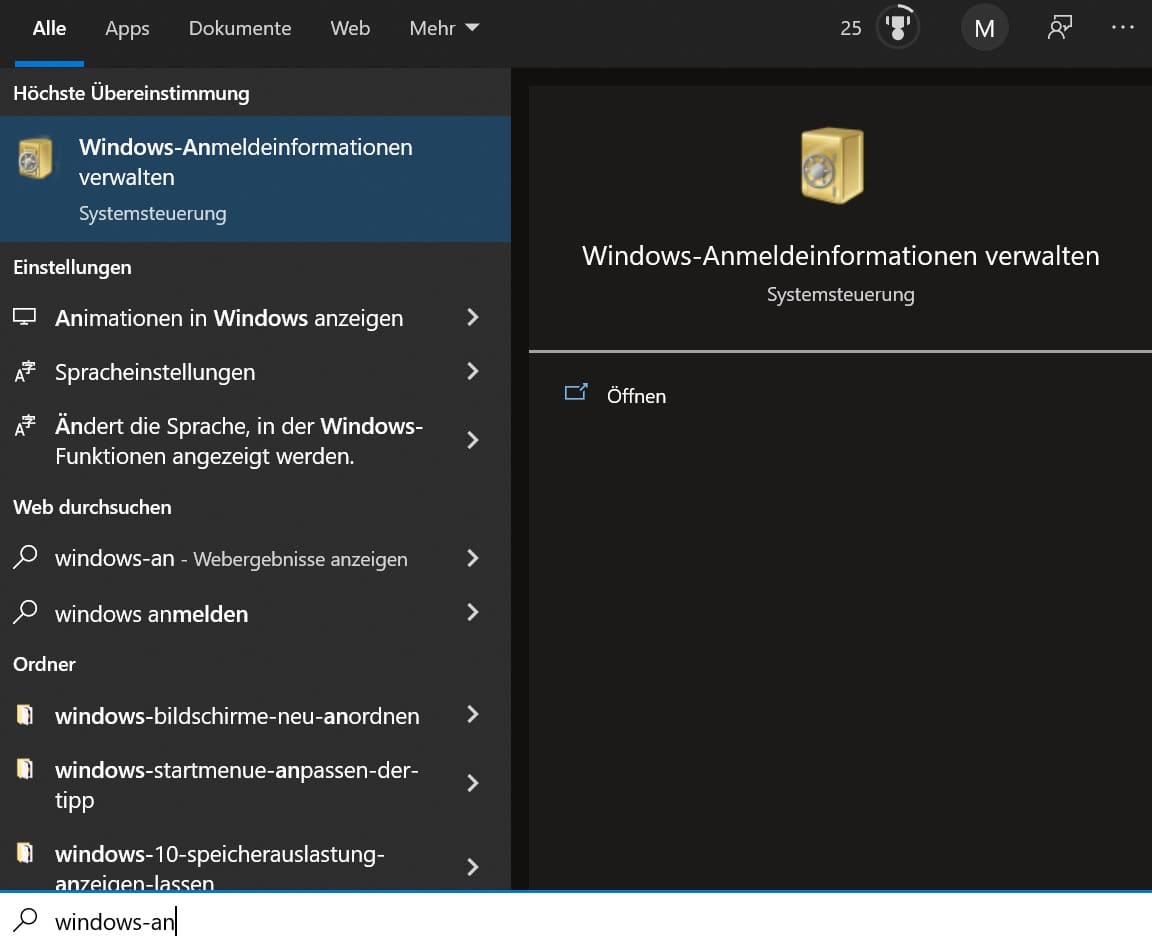 Windows Anmeldeoptionen ändern – Anmeldeinformationsverwaltung